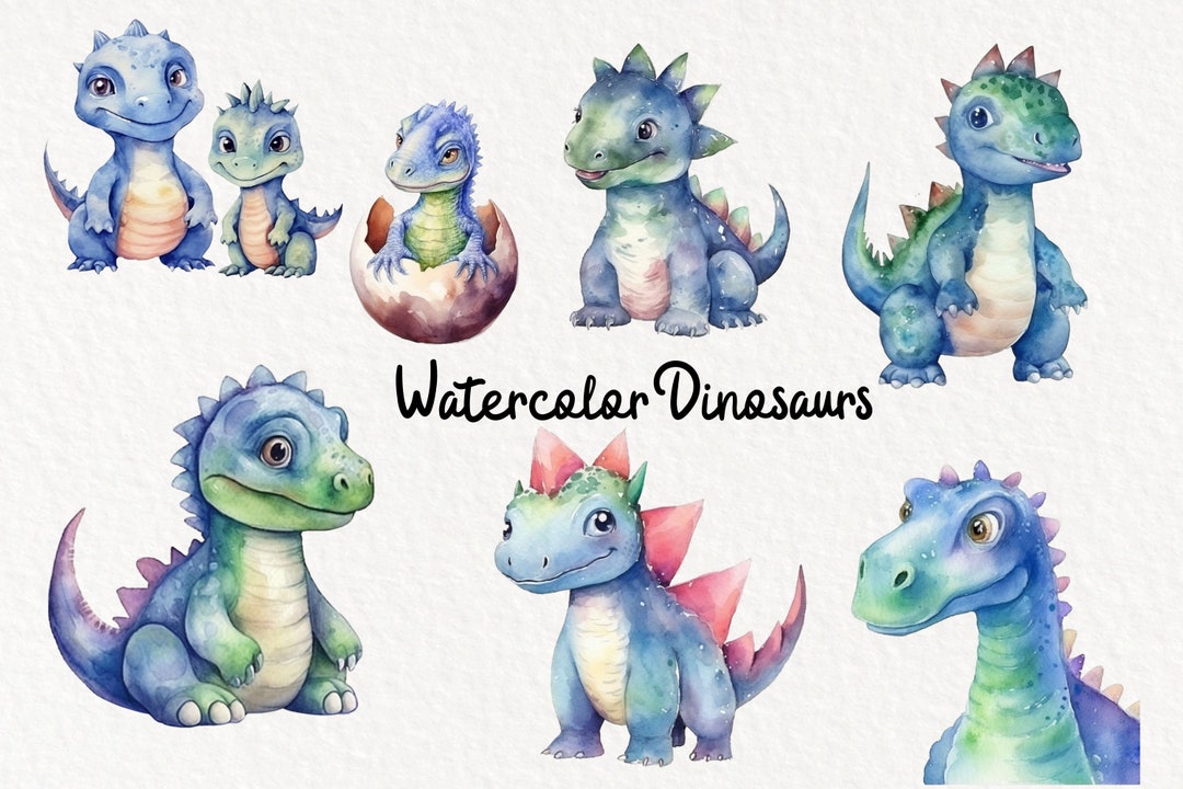 Watercolor Dinosaurs Clipart, Dinosaur Species Download, Dinosaur ...