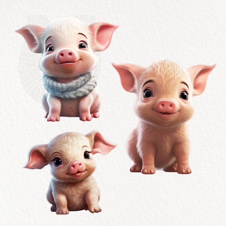 Adorable Pig Clipart Bundle - 16 Transparent Pngs of Cute Piglets ...