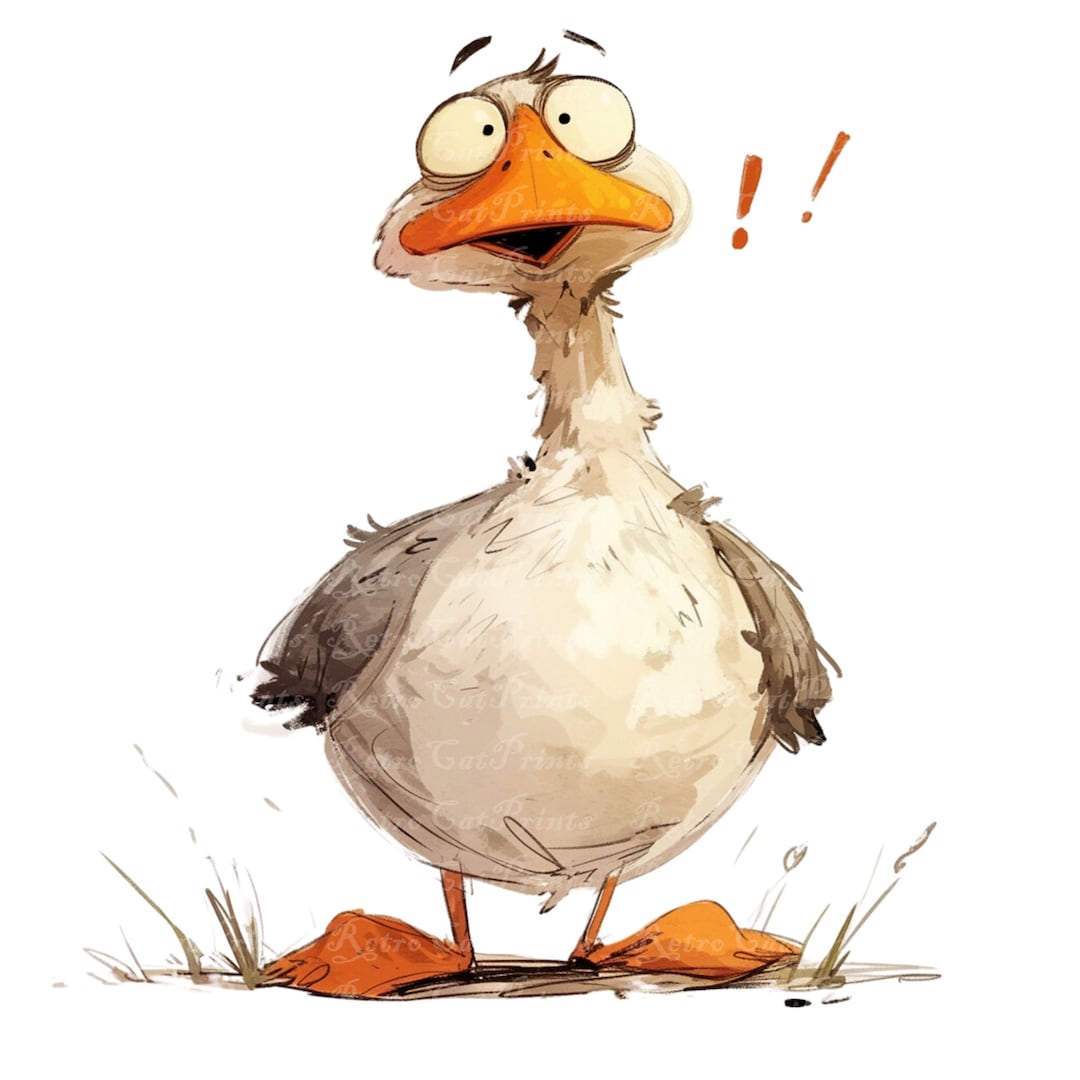 Funny Goose Clipart, Goose Clipart, Handsketched Goose Clipart, Funny ...