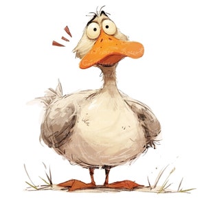 Funny Goose Clipart, Goose Clipart, Handsketched Goose Clipart, Funny ...