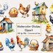 20 Watercolor Chicken Clipart SET, Farm Animals Clipart, Hen Clipart ...