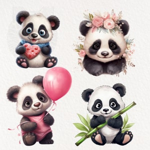 23 Panda Clipart BUNDLE, Cute Pandas Clipart, Pandas With Flowers ...