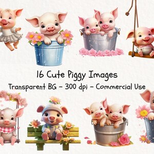 Cute Pig Clipart, Cute Piglet Clipart - 16 Transparent Background Pngs ...