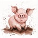 6 Pigs in Mud Clipart, Muddy Pig Clipart, Printable Pig Clipart, Cute ...