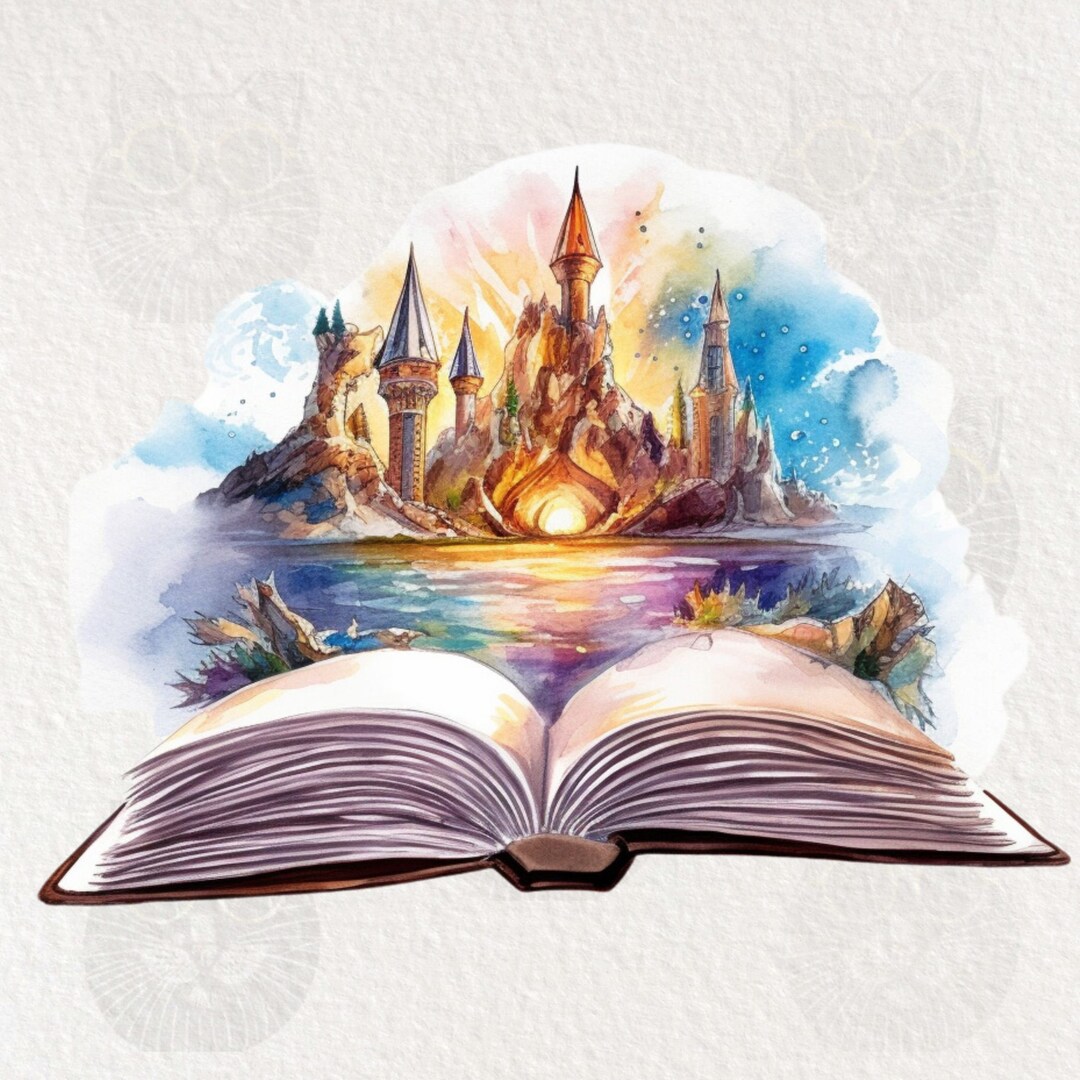 Watercolour Magic Books Clipart, Magical Books Clipart, Wizard Books ...