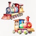 10 Watercolor Toy Train Clipart, Toy Train PNG, Nursery Train Clipart ...