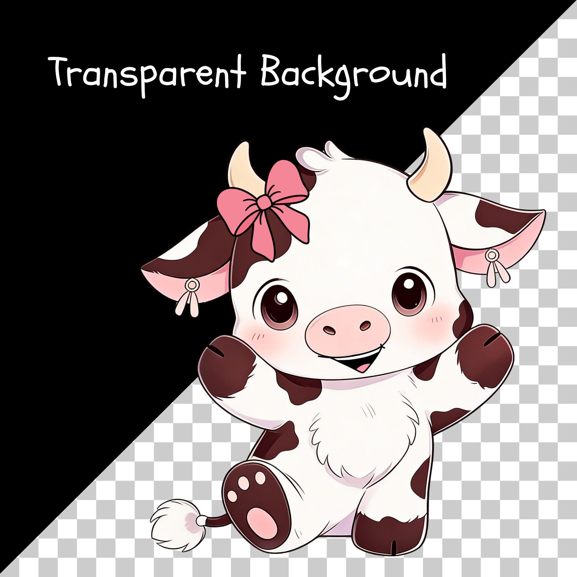 Hand Drawn Cow Clipart, Kawaii Farm Animal Illustration (digital ...