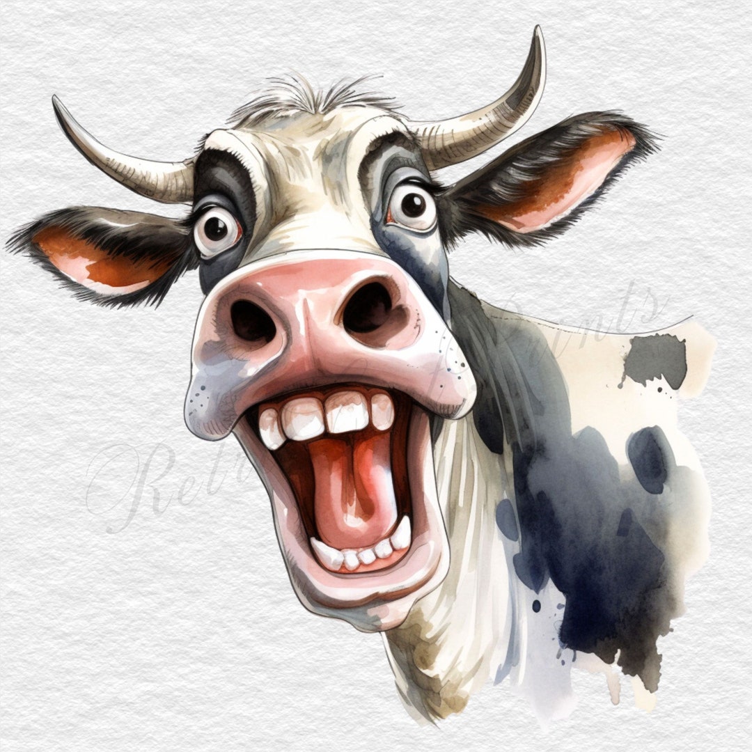 Funny and Crazy Cow Clipart 5 High Quality Pngs Digital - Etsy Canada