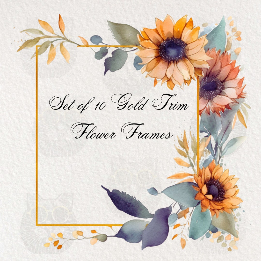 Sunflower Frames Clipart, Digital Sunflower Frames, Yellow Flower ...