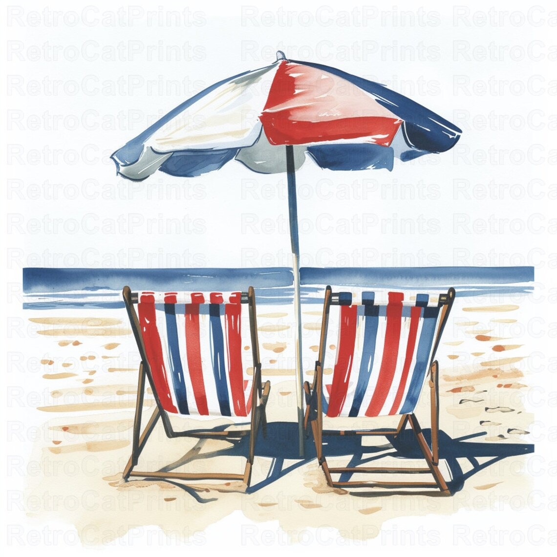 Vintage Beach Chairs Clipart, Summer Seaside Jpgs (digital Download) - Etsy
