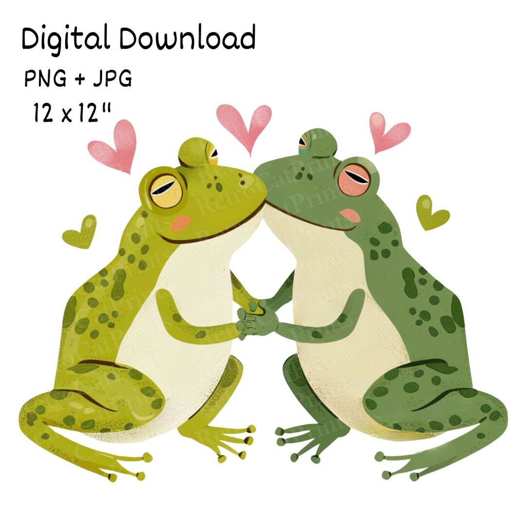 Cute Frogs in Love Clipart, Frog Clipart, Frog PNG & JPG, Cute Frogs ...