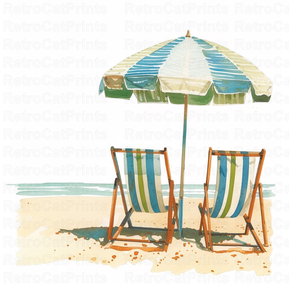Vintage Beach Chairs Clipart, Summer Seaside Jpgs (digital Download) - Etsy