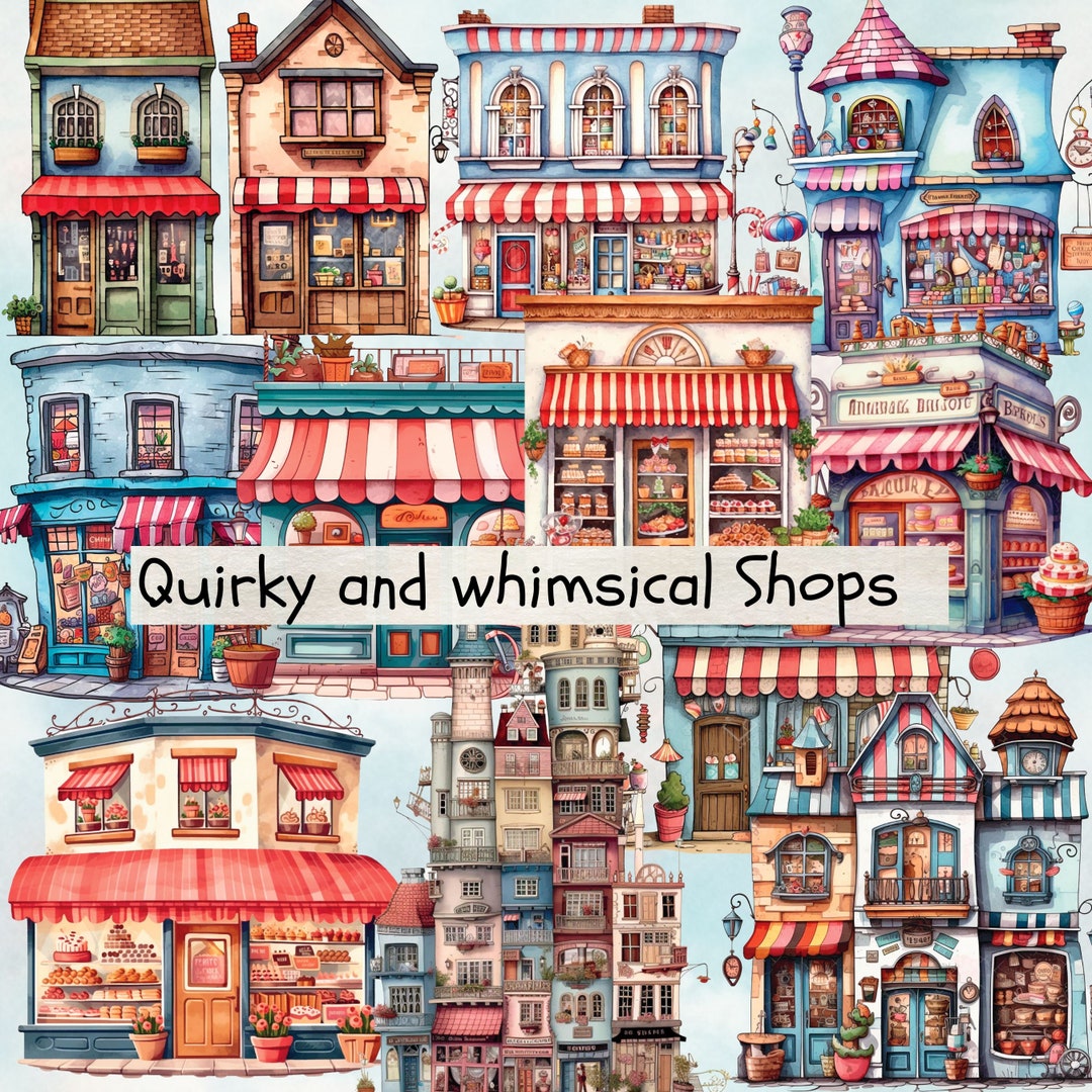 Quirky and Whimsical Shops, Whimsical Shop Graphics, Quirky Clipart, 14 ...