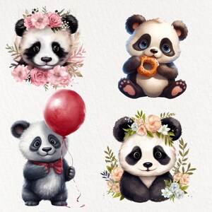 23 Panda Clipart BUNDLE, Cute Pandas Clipart, Pandas With Flowers ...
