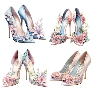 20 Floral Prom Shoes Clipart, High Heels Clipart, Floral Prom Shoes ...