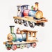 10 Watercolor Toy Train Clipart, Toy Train PNG, Nursery Train Clipart ...
