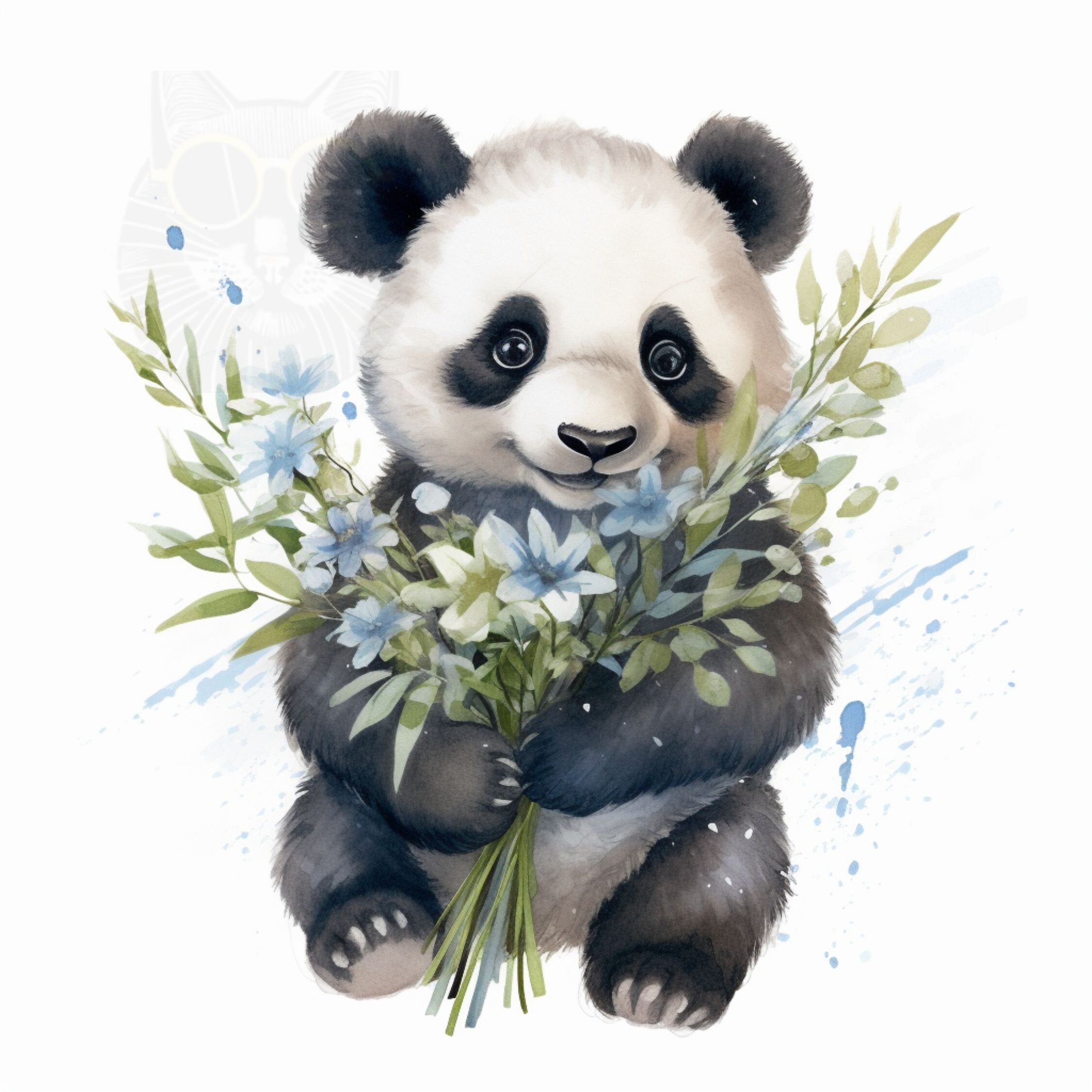 Cute Panda Watercolor Clipart Print Watercolour Panda Bamboo - Etsy