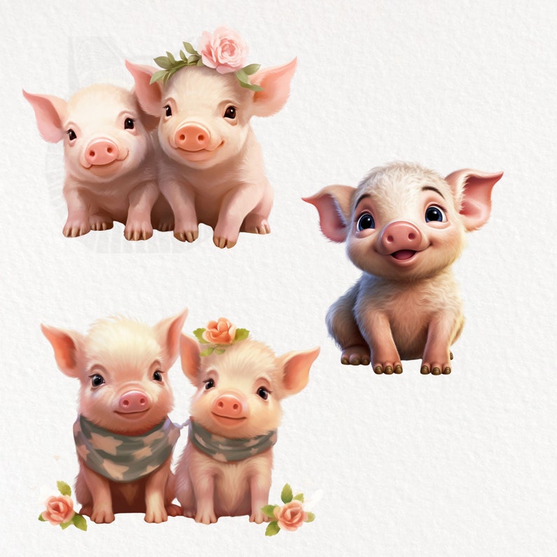 Set of 16 Adorable Baby Pigs Clipart Cute Baby Pigs Clipart - Etsy