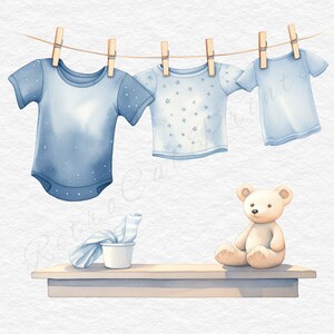 Handdrawn Baby Clothes Watercolor Clipart, Newborn Boy Clip Art, Baby ...