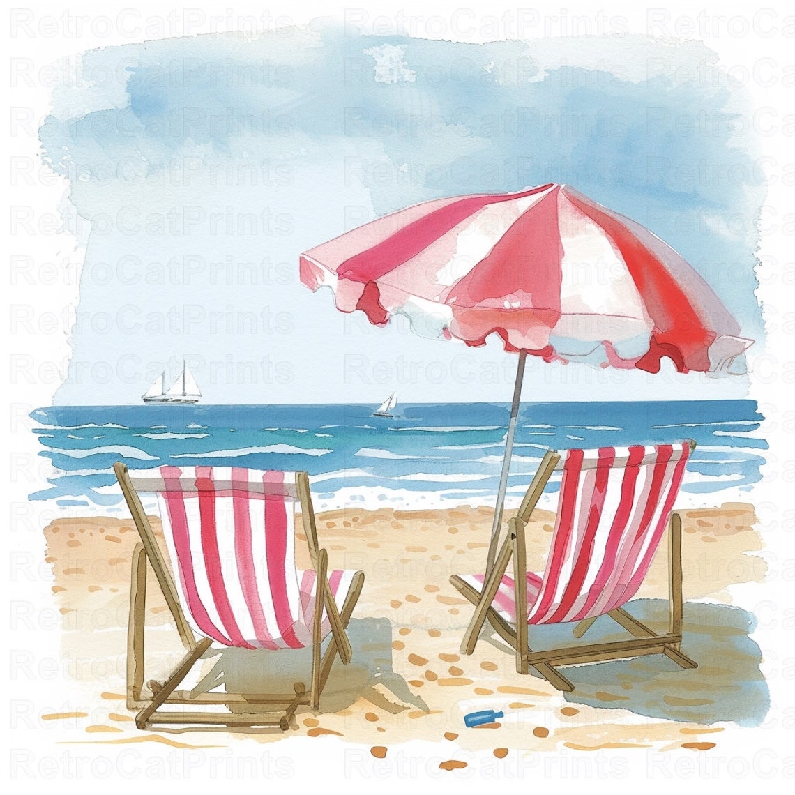 Vintage Beach Chairs Clipart, Summer Seaside Jpgs (digital Download) - Etsy