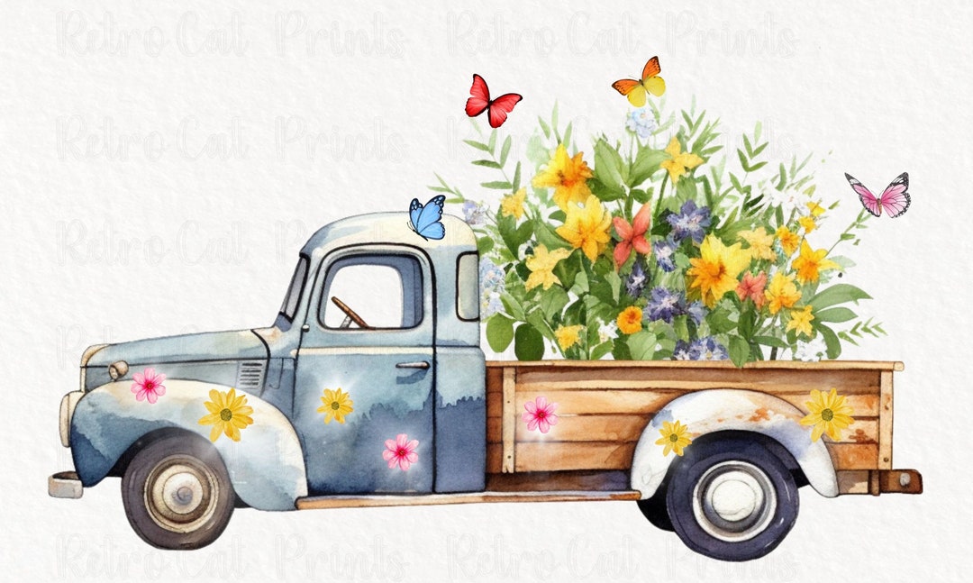 Spring Truck Sublimation Design, Truck With Flowers, Spring Sublimation ...