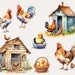 20 Watercolor Chicken Clipart SET, Farm Animals Clipart, Hen Clipart ...