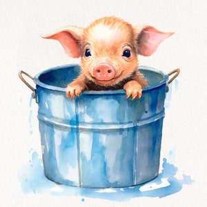 Cute Pig in Tub With Flowers PNG, Pig With Flowers Png, Pig in Bucket ...