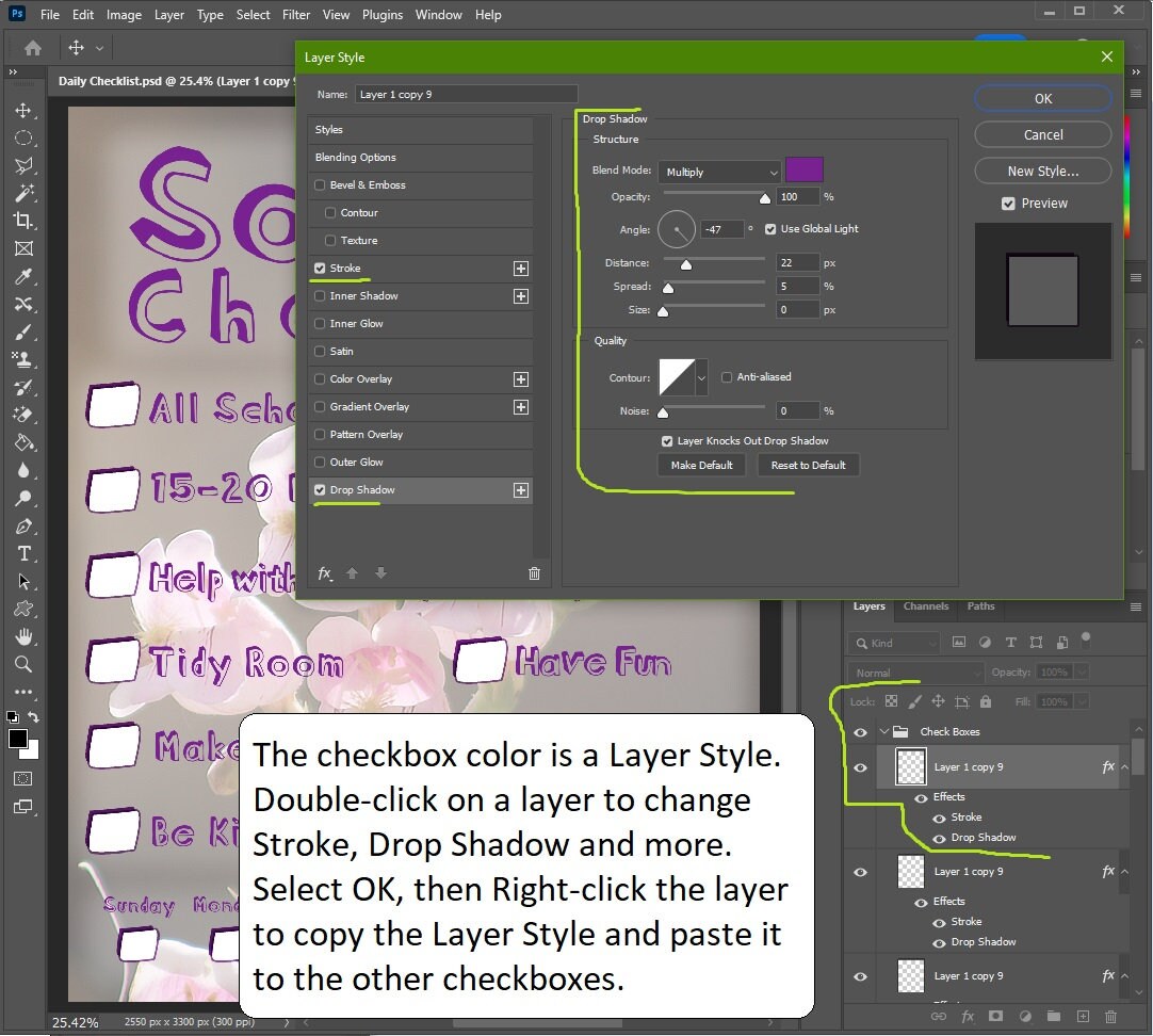 Daily Checklist, Kids To-do List, Check Box Template, Customizable ...