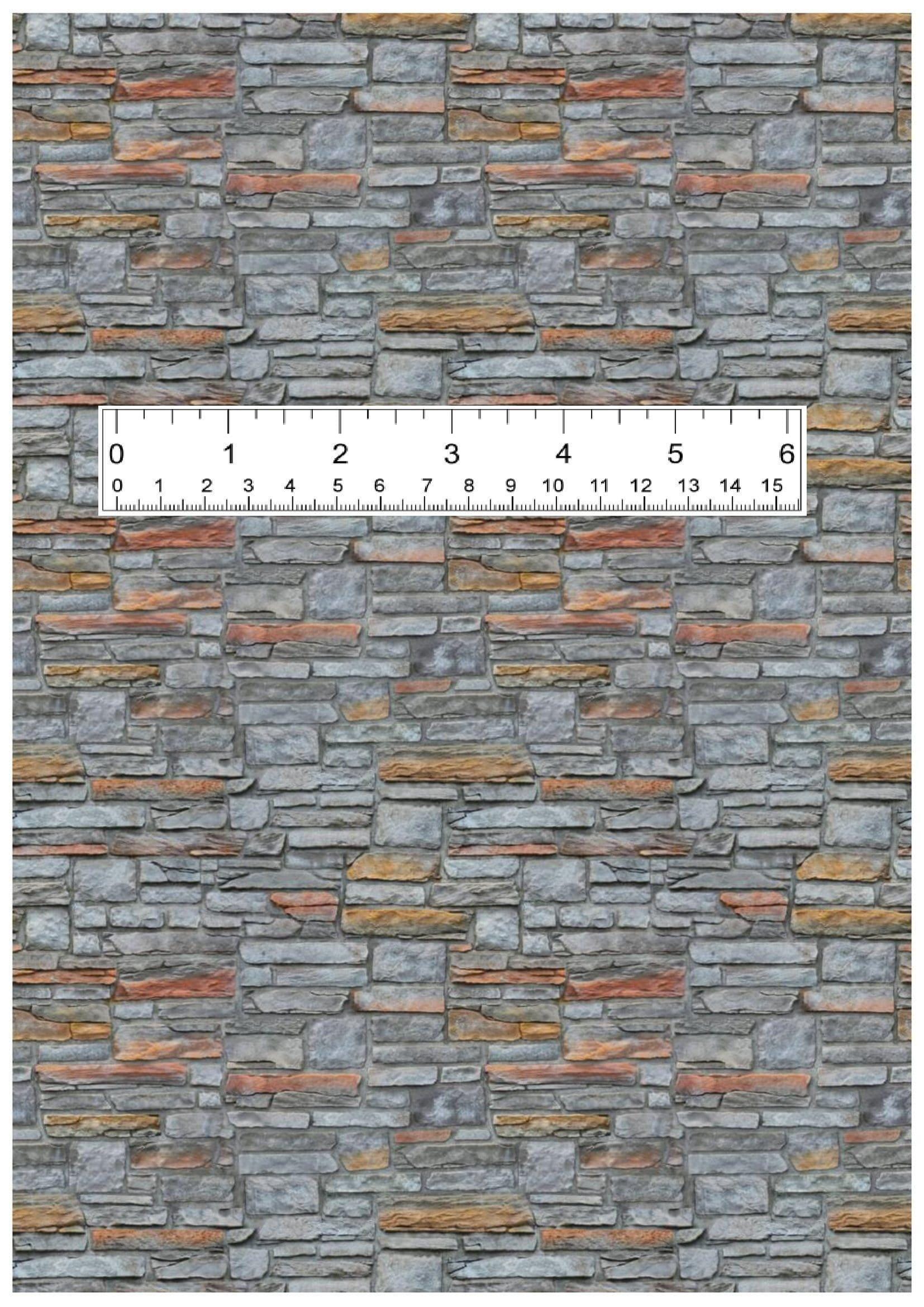 112th 124th Scale Miniature Rectangular Grey Red Brown Wall Stone ...