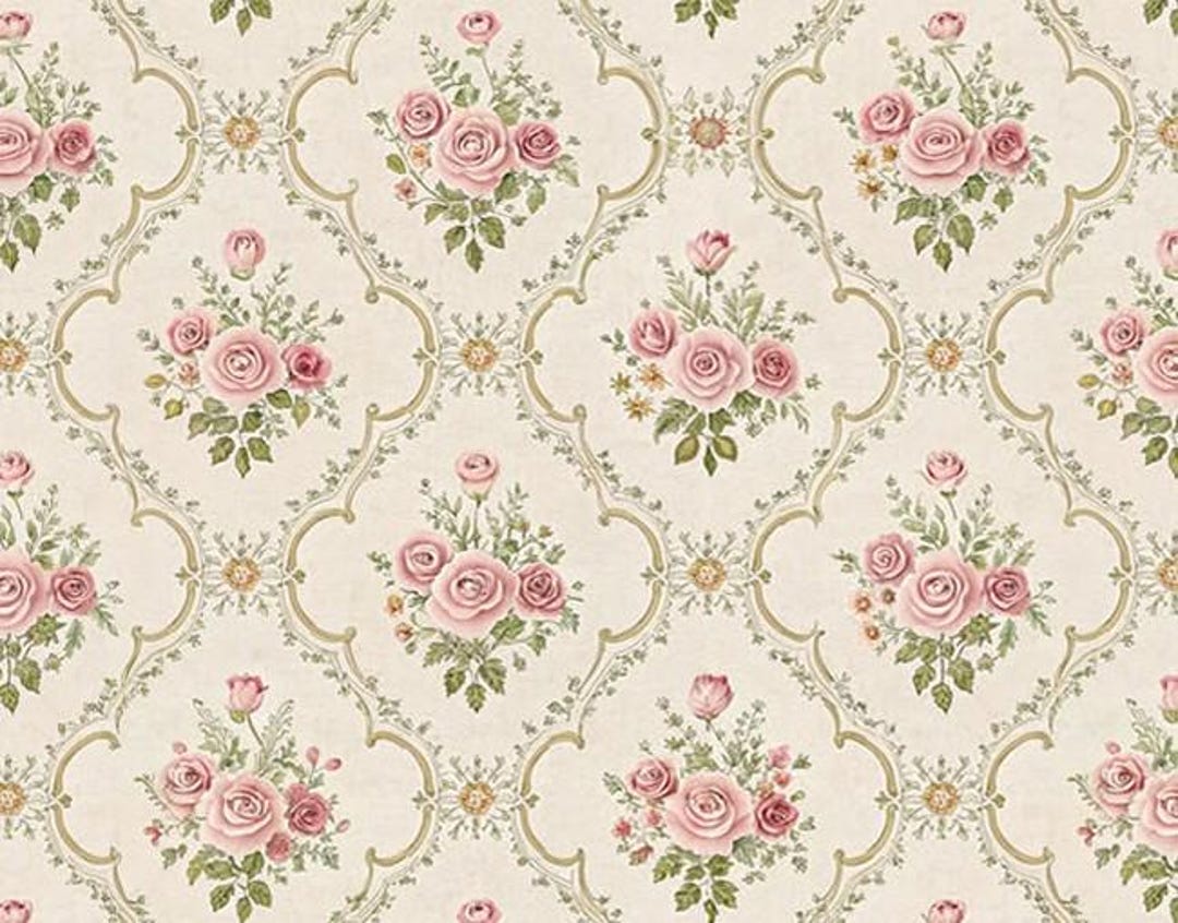 1/6 1/12 1/24 Dollhouse Miniatures Old Vintage Victorian Damask Shabby ...