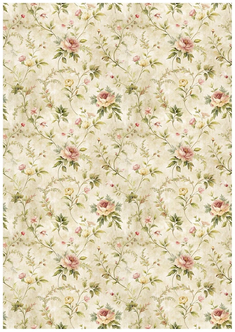 Dollhouse Vintage Decorative Colorful Floral Wallpaper 1/6 1/12 Scale ...