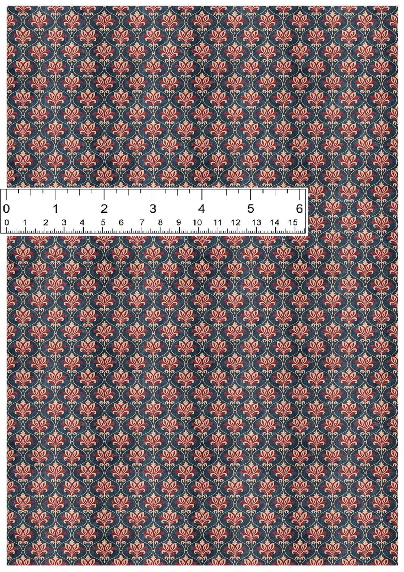 1/6 1/12 1/24 Dollhouse Vintage Damask Orange Red Pattern Wallpaper ...
