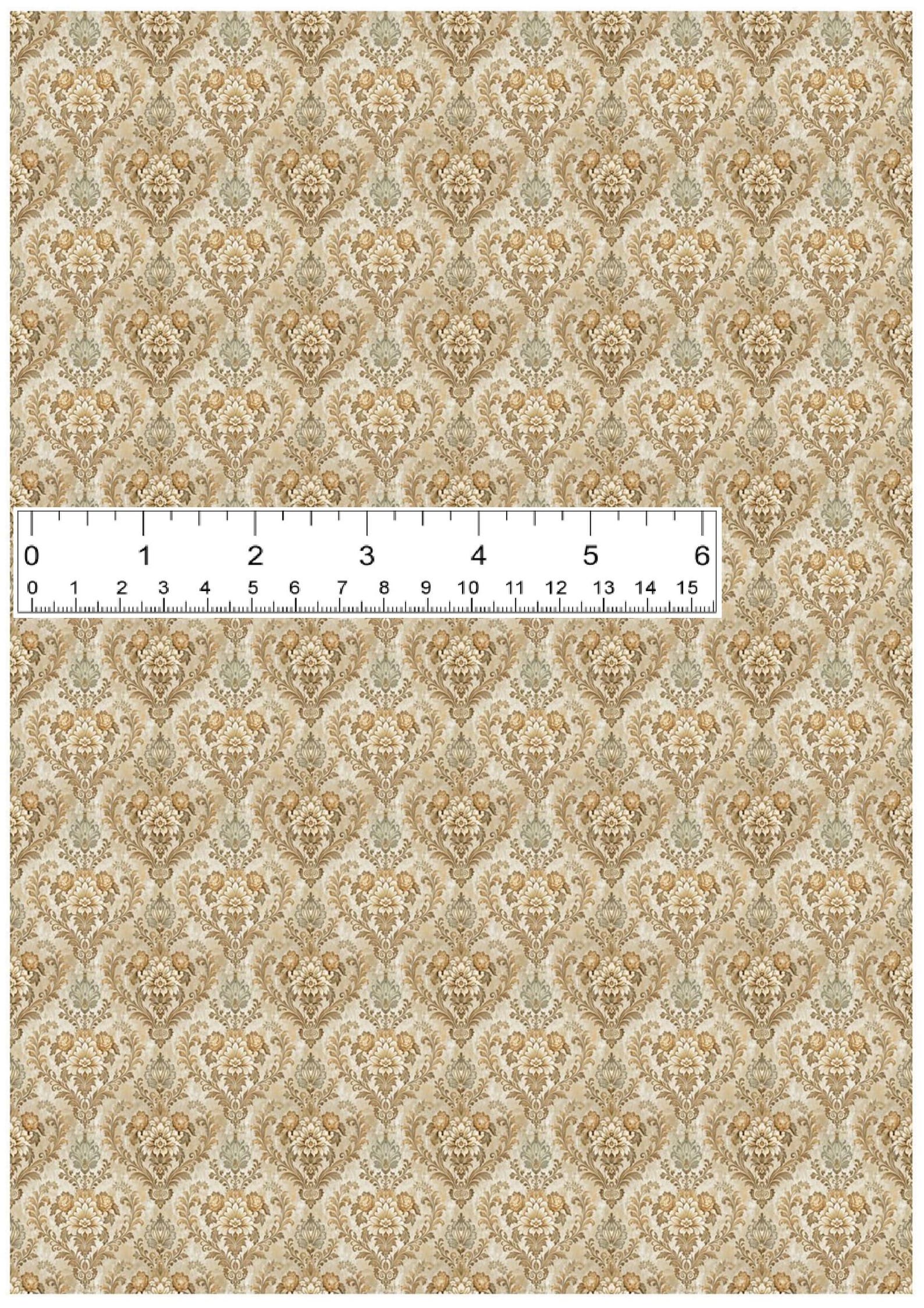 Dollhouse Vintage Distressed Botanical Wreath Wallpaper 1/6 1/12 | Old ...