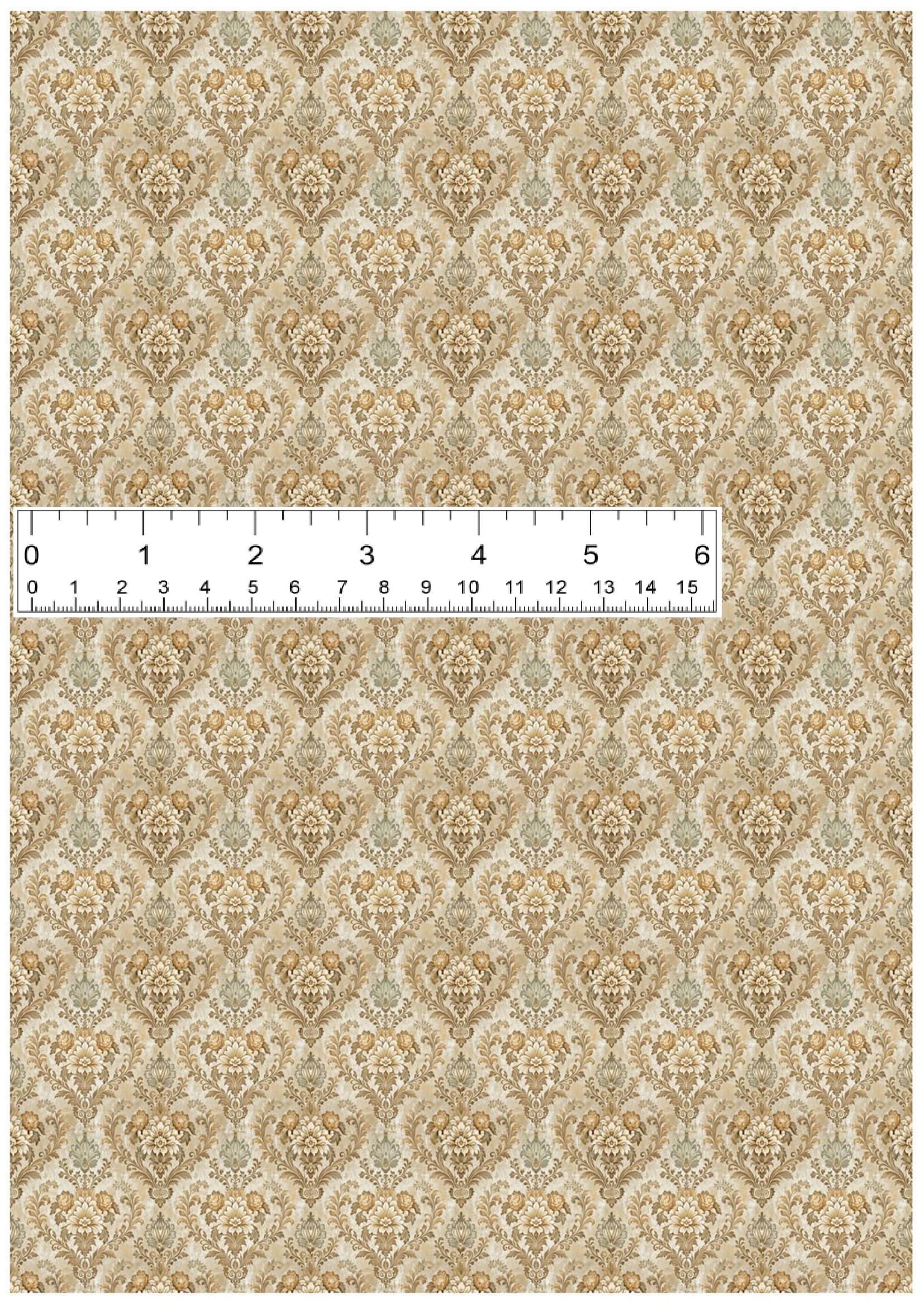 Dollhouse Vintage Distressed Botanical Wreath Wallpaper 1/6 1/12 | Old ...