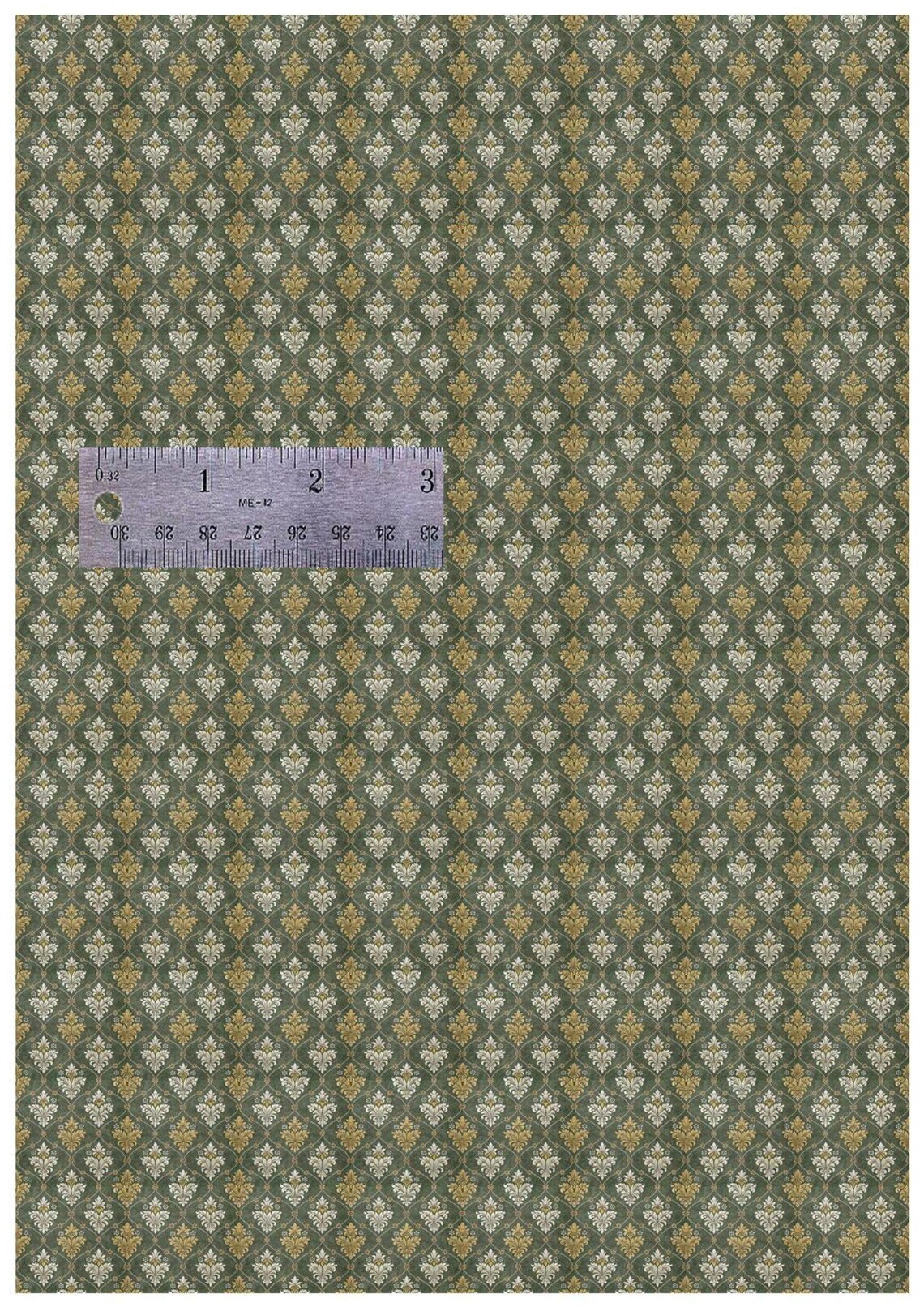 1/6 1/12 1/24 Dollhouse Vintage Baroque Damask Gold White Floral on ...