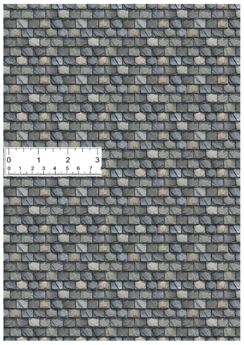 Natural Gray Slate Stone Shingle Texture 1/12 1/24 1/48 Dollhouse ...