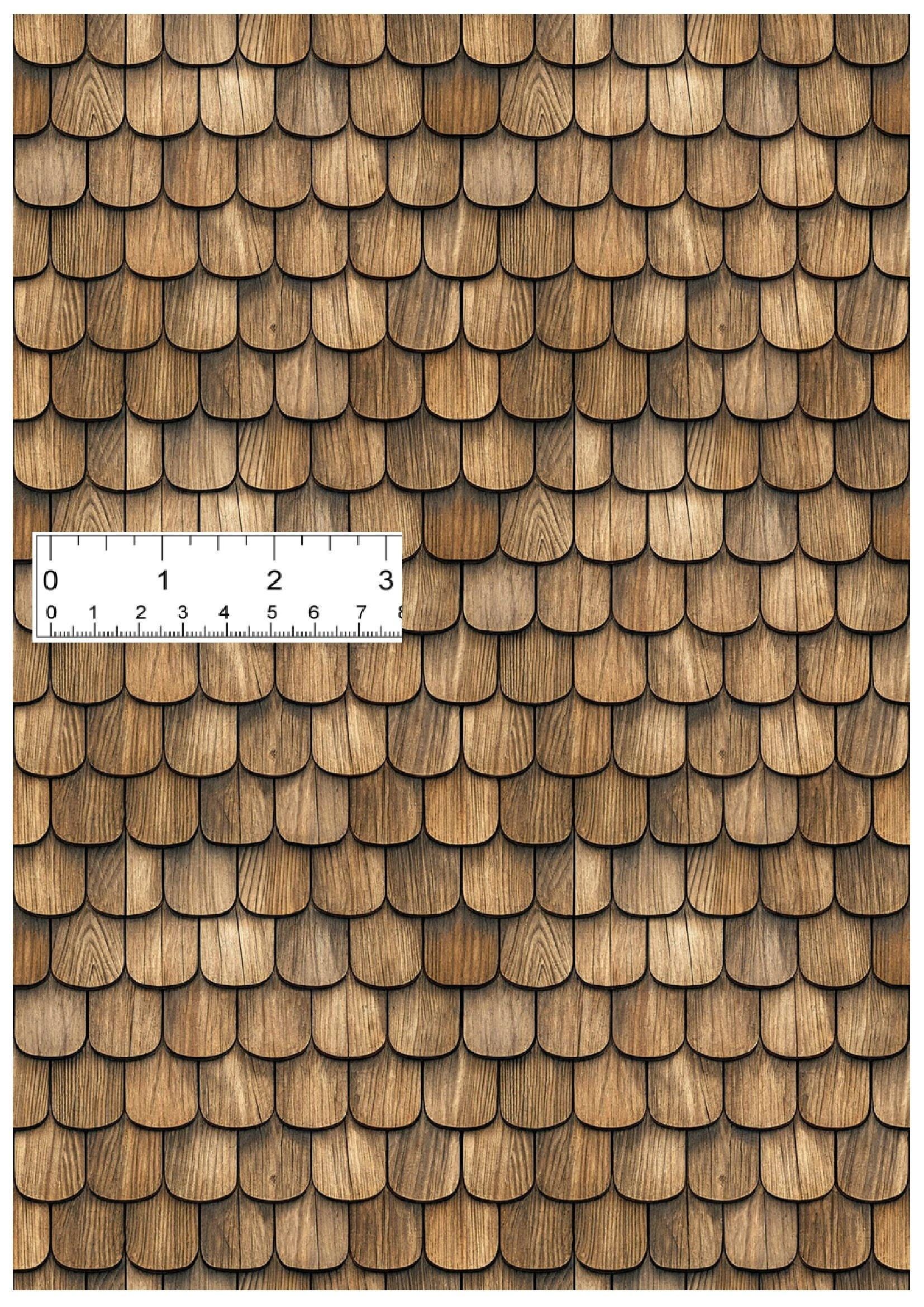 Dollhouse Rustic Aged Wooden Scalloped Shingles Printable PDF 1/15 1/30 ...