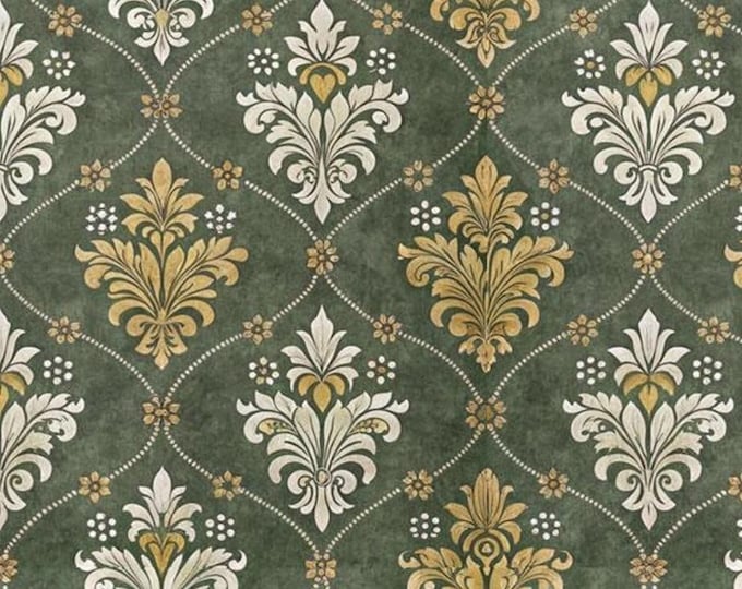 1/6 1/12 1/24 Dollhouse Vintage Baroque Damask Gold White Floral on ...