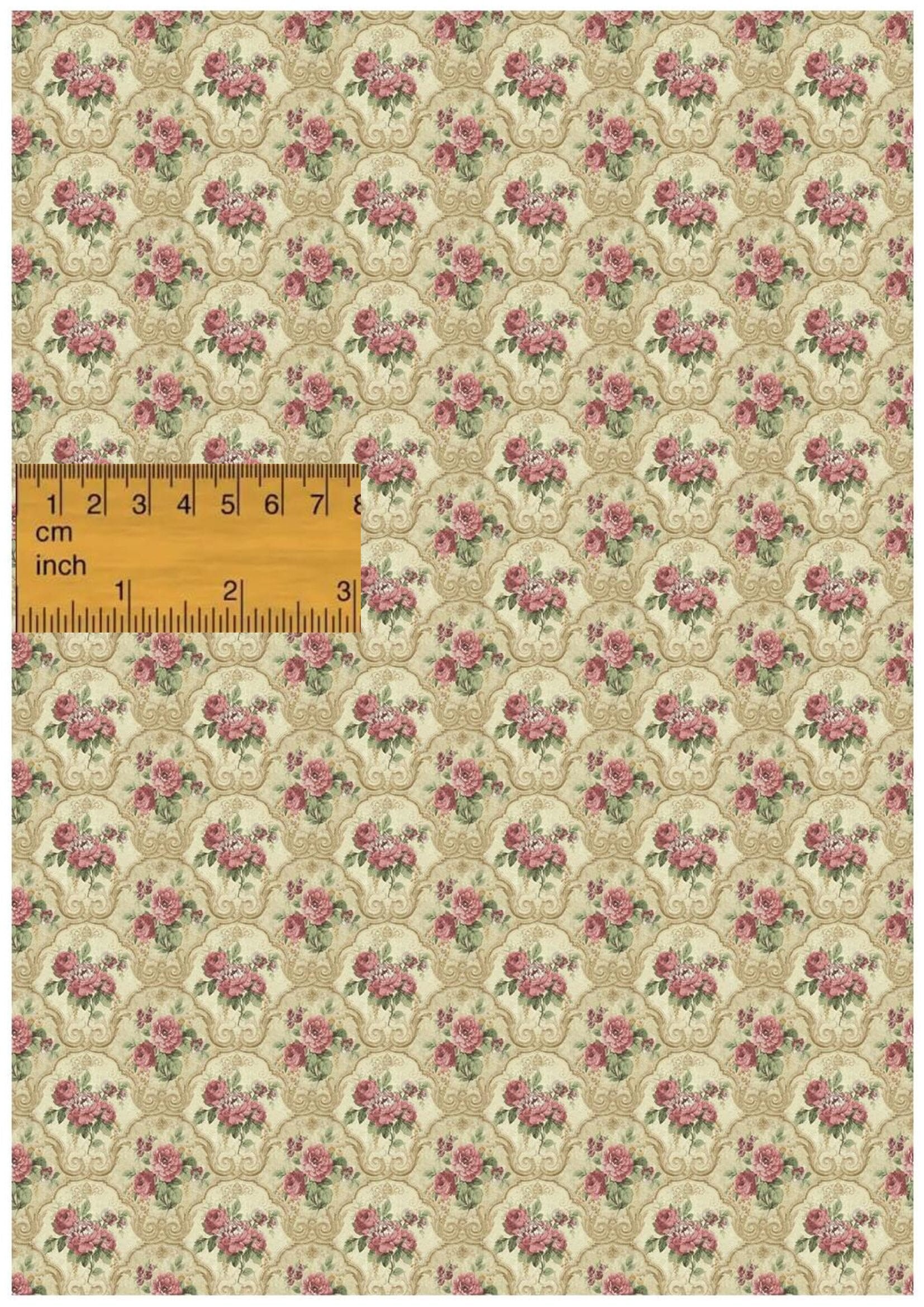 1/6 1/12 1/24 Dollhouse Rose Pattern on Gold Wallpapers Seamless ...
