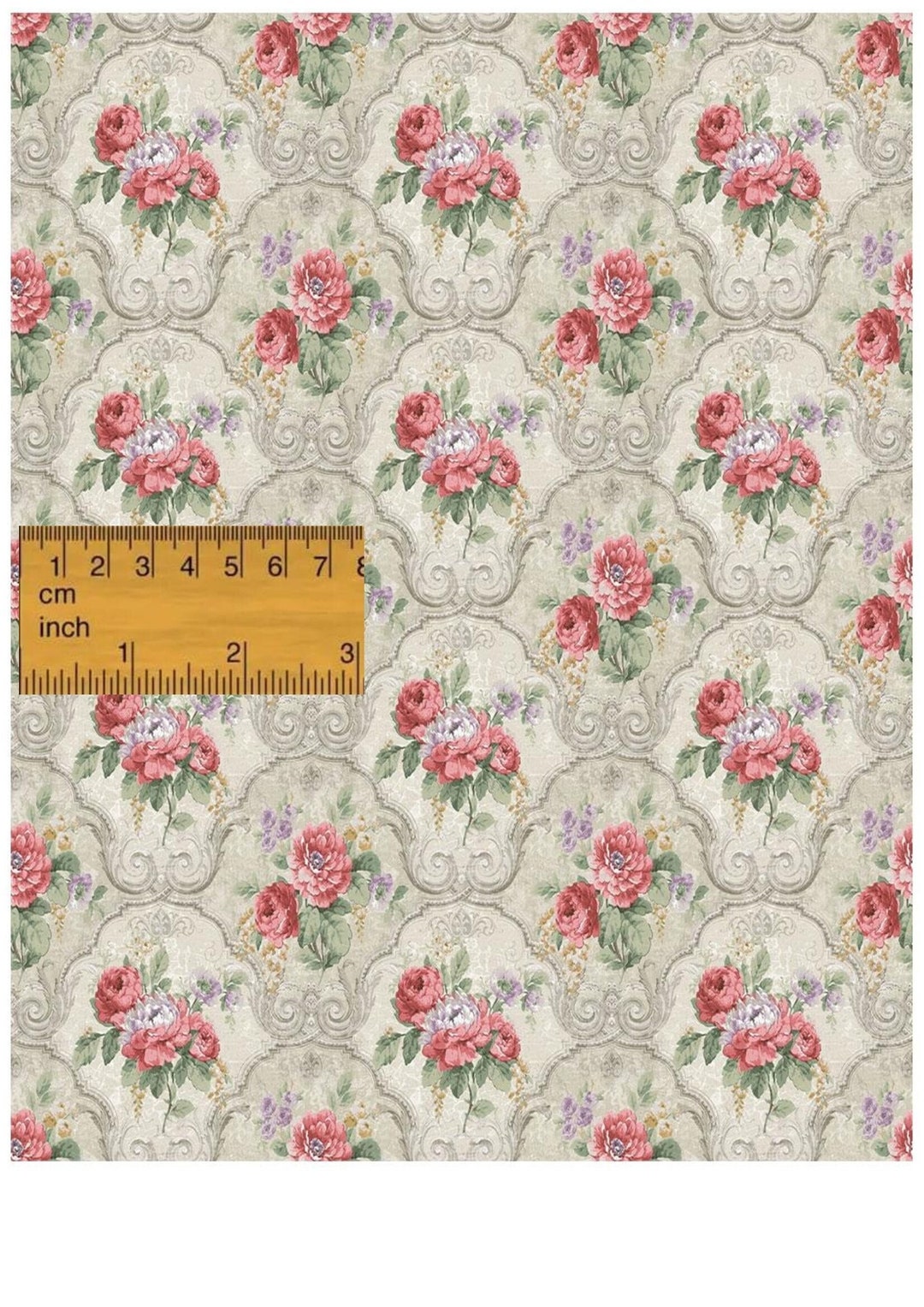 1/6 1/12 1/24 Dollhouse Rose Pattern on Grey Wallpapers Seamless ...