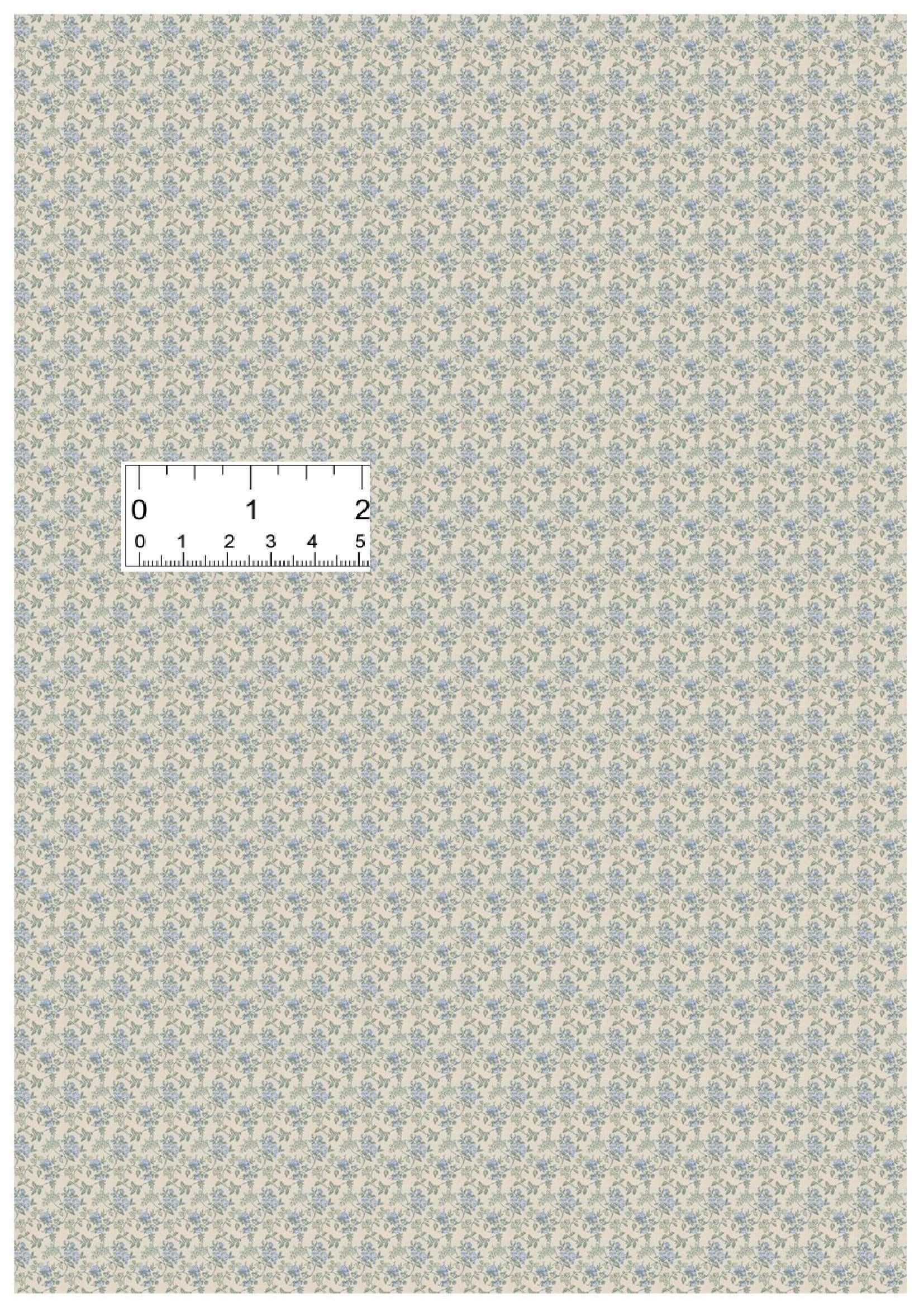 1/6 1/12 1/24 Dollhouse Miniature Blue Floral Patterned Wallpapers ...