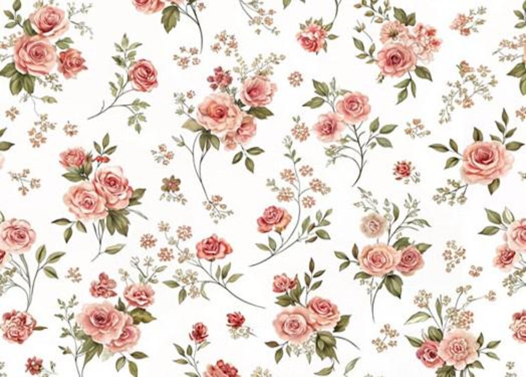 1/6 1/12 Dollhouse Vintage Pale Matte Pink Rose Floral Pattern ...