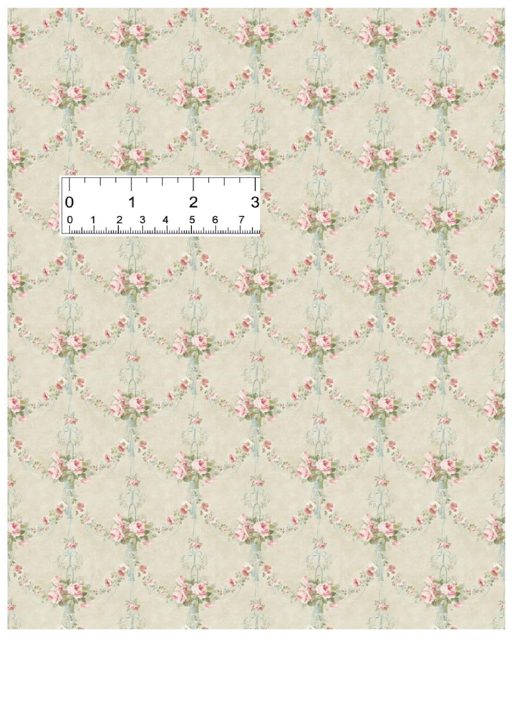 1/6 1/12 1/24 Dollhouse Miniature Victorian Floral Ornate Wallpapers ...