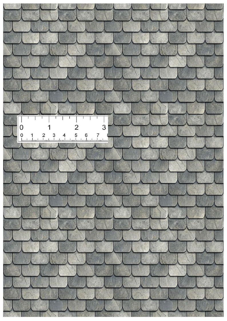 Dollhouse Rustic Weathered Gray Scalloped Roof Shingles Printable PDF 1 ...