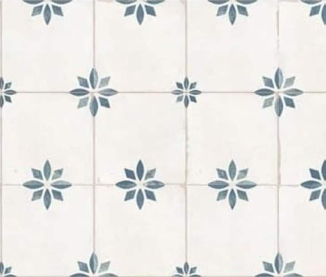 1/12 1/24 1/48 Dollhouse Vintage Old Matte Blue Floral Pattern Wall ...
