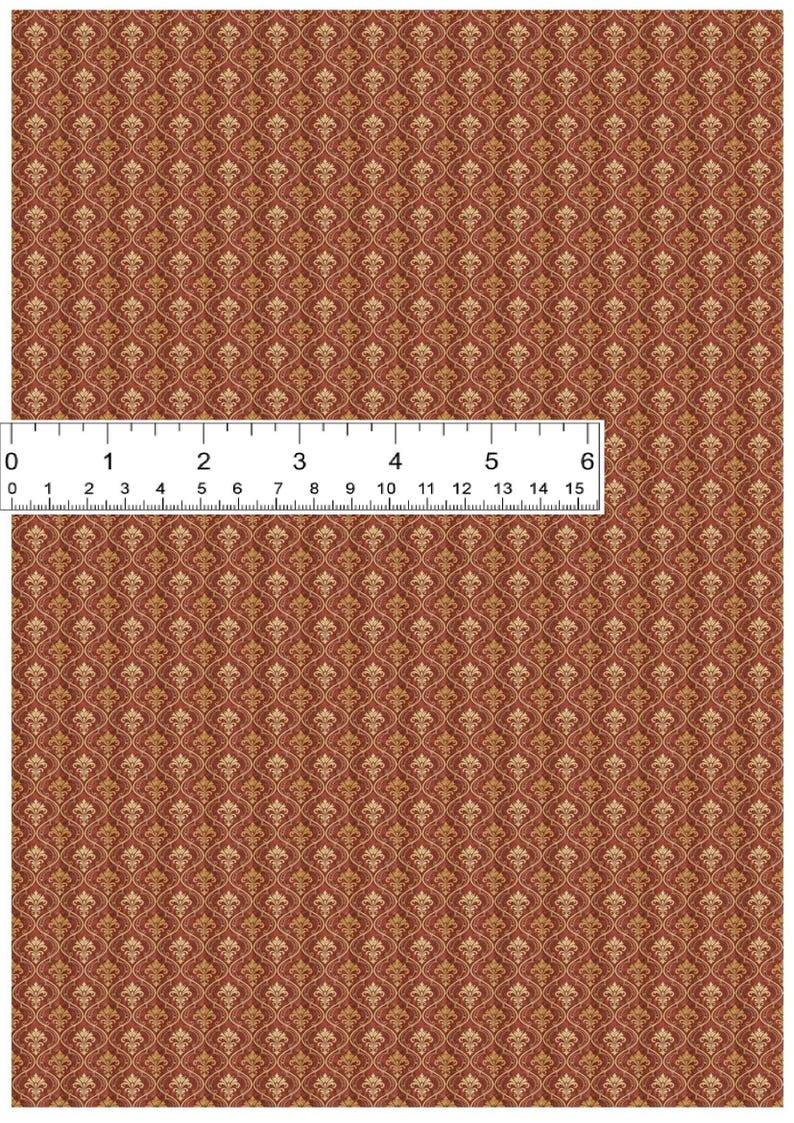 1/6 1/12 1/24 Dollhouse Miniature Victorian Burgundy & Gold Ornate ...