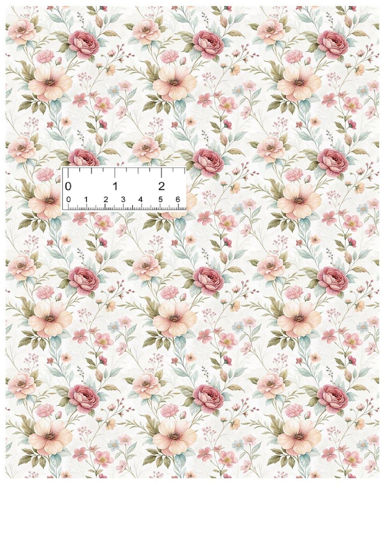 1/6 1/12 1/24 Dollhouse Elegant Vintage Pastel Watercolor Floral Rose ...