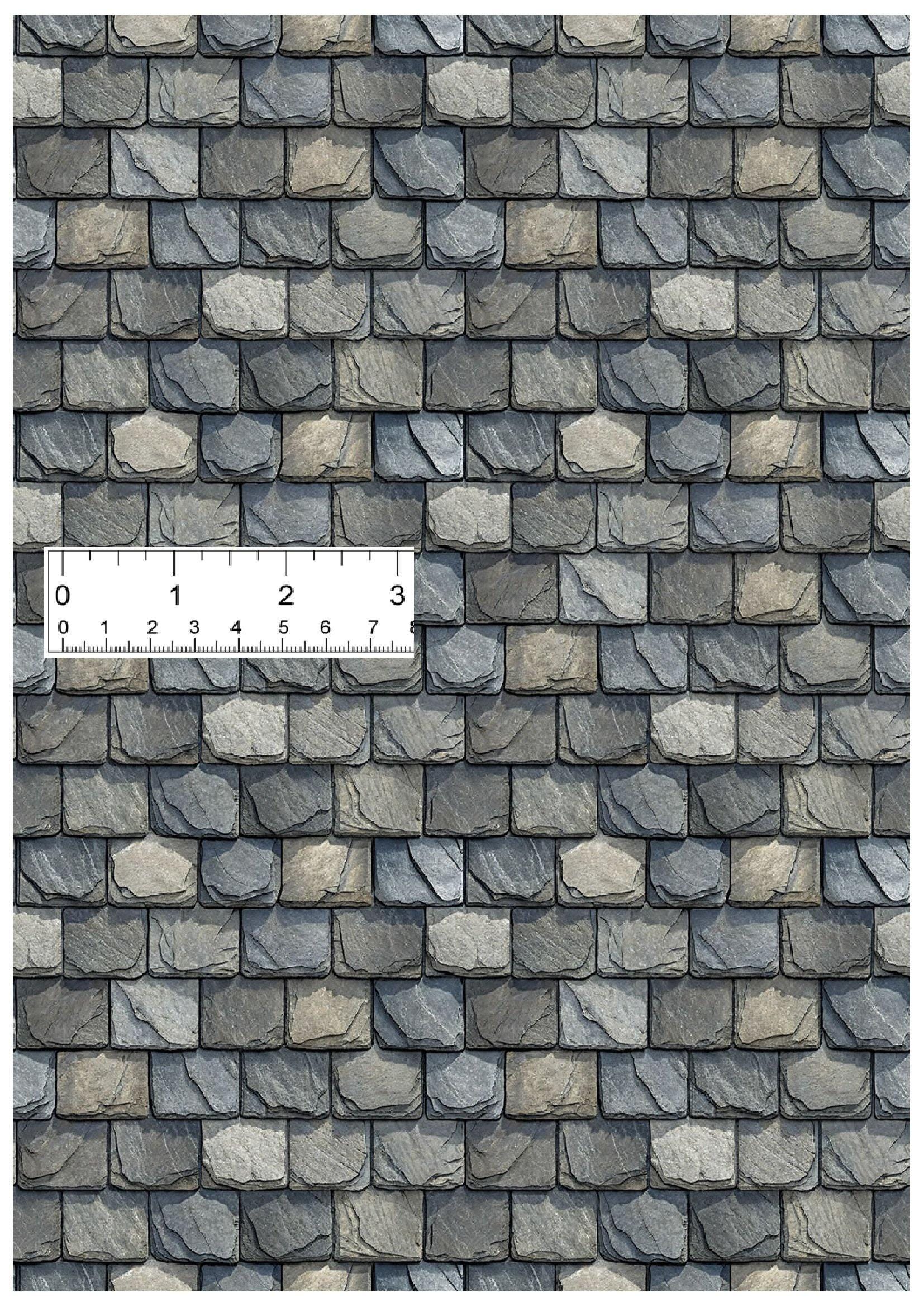 Dollhouse Natural Gray Slate Stone Shingles Printable PDF 1/12 1/24 1/ ...
