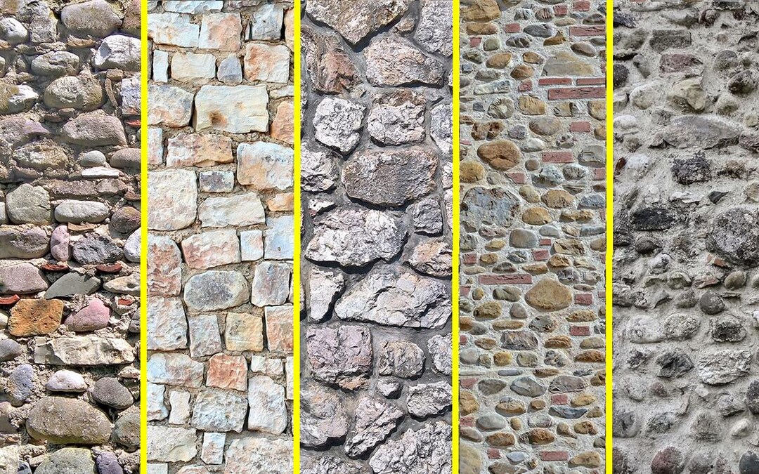 5 PCS 12th Rustic Stone Wall Digital Papers Old Stone Wall Printable ...