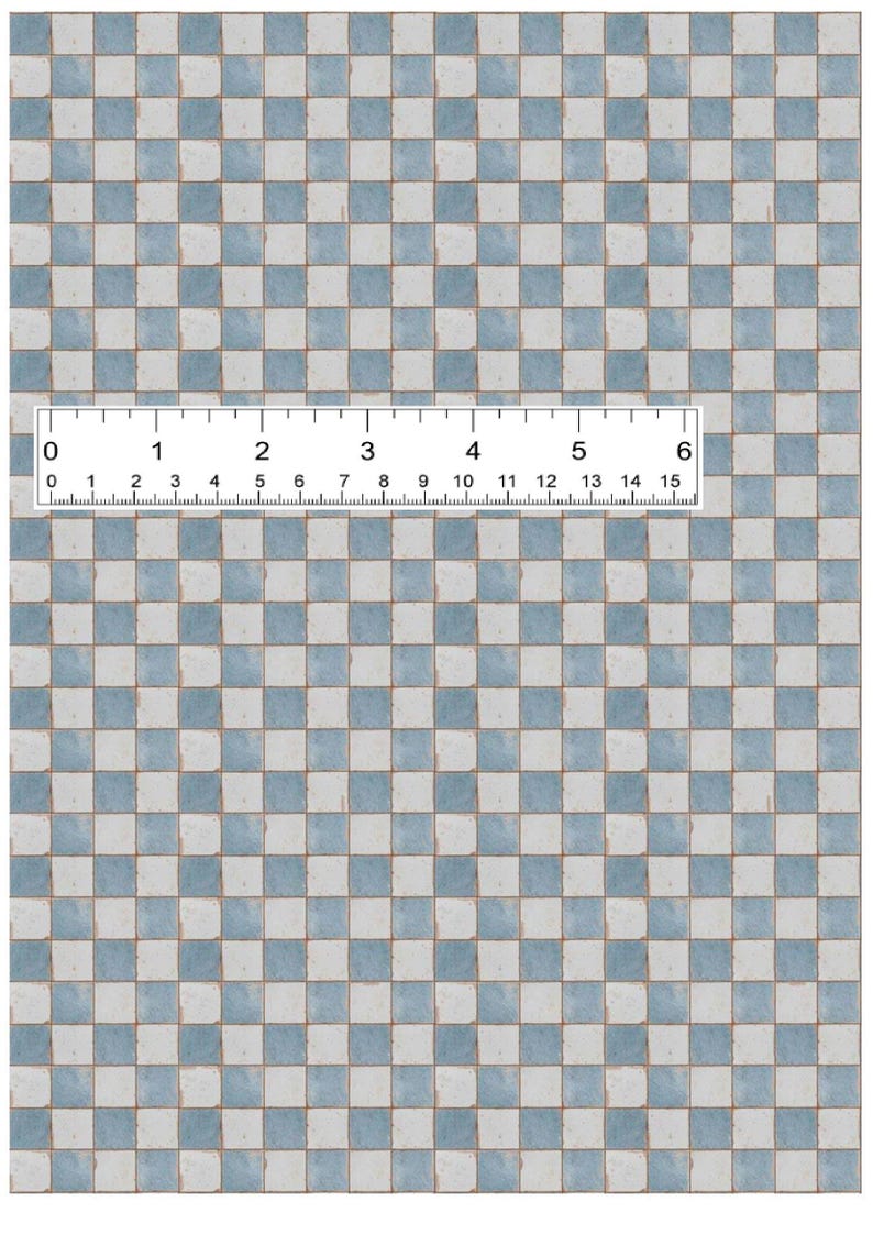 12th 24th 48th Scale Dollhouse Miniature Old Damaged Vintage Blue White ...